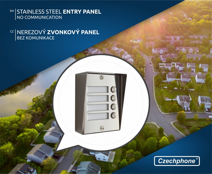 Tablo zvonkové CZECHPHONE 4004000956, TT-S-LN 4E, 4 jmenovky