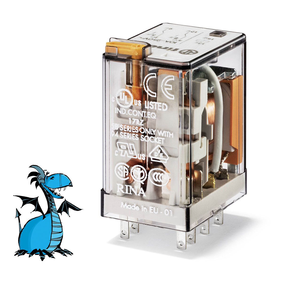 FINDER 55.32.8.230.0040 Relé prům.min., DIN, 2P/10A, 230V AC, MA_MI RP 0,04kč/ks