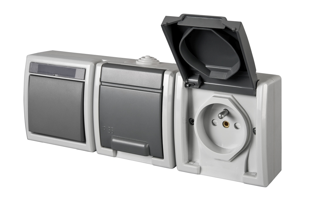 FAM ATLAS IP55 Přepínač č.6+zásuvka 2x 2P+PE, 2-násobná vodorovně s ...