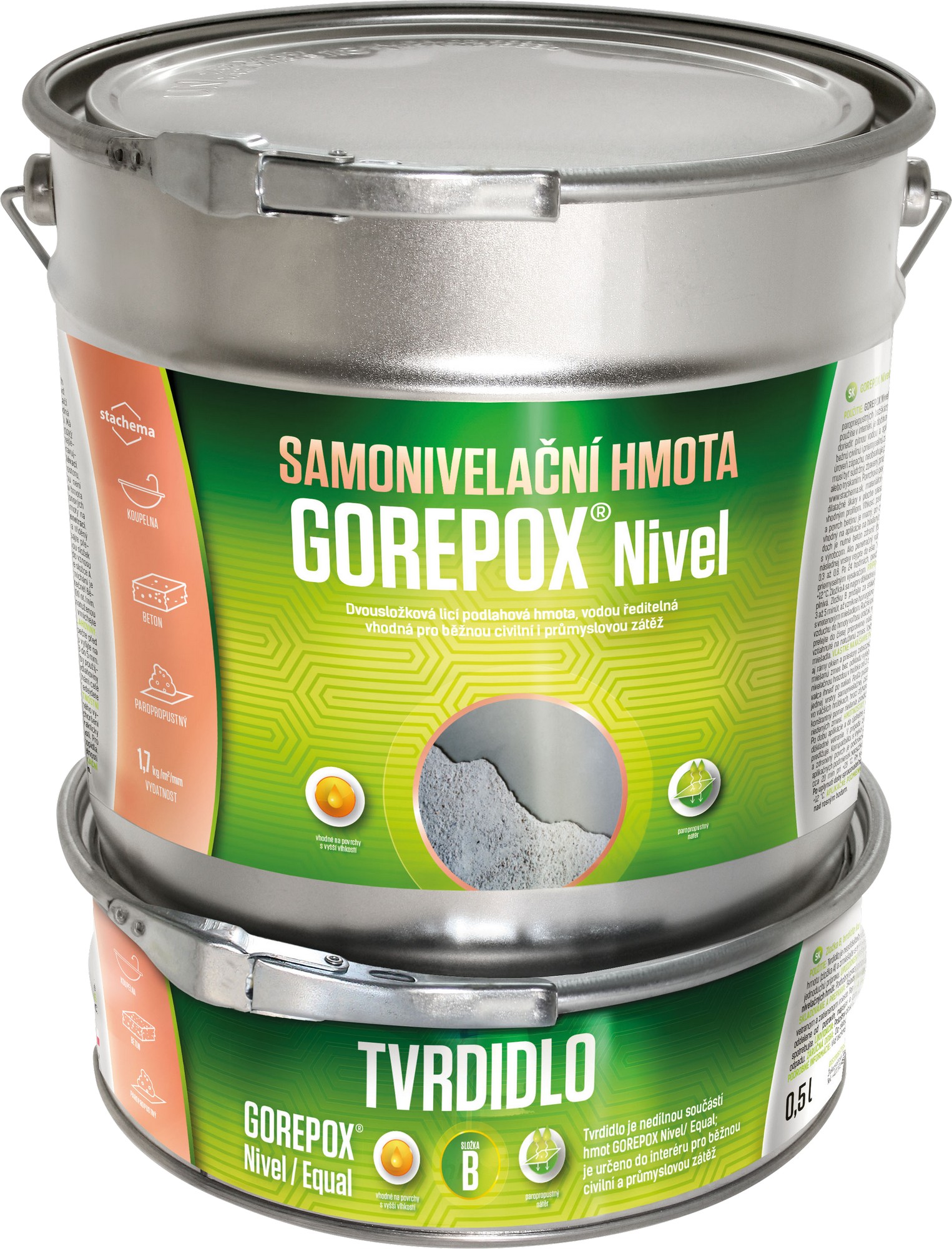 Hmota samonivelační Stachema Gorepox Nivel RAL 7045, 20 kg