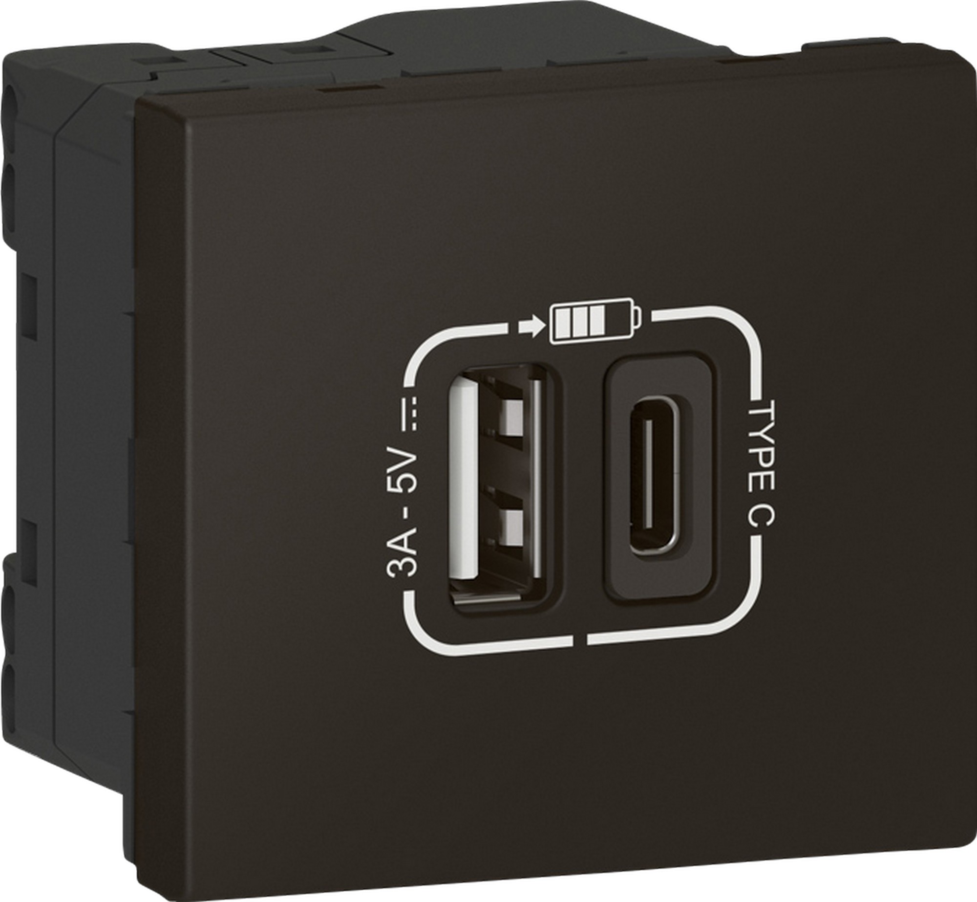 Zásuvka nabíjecí USB Legrand Mosaic 1× USB A, 1× USB C černá